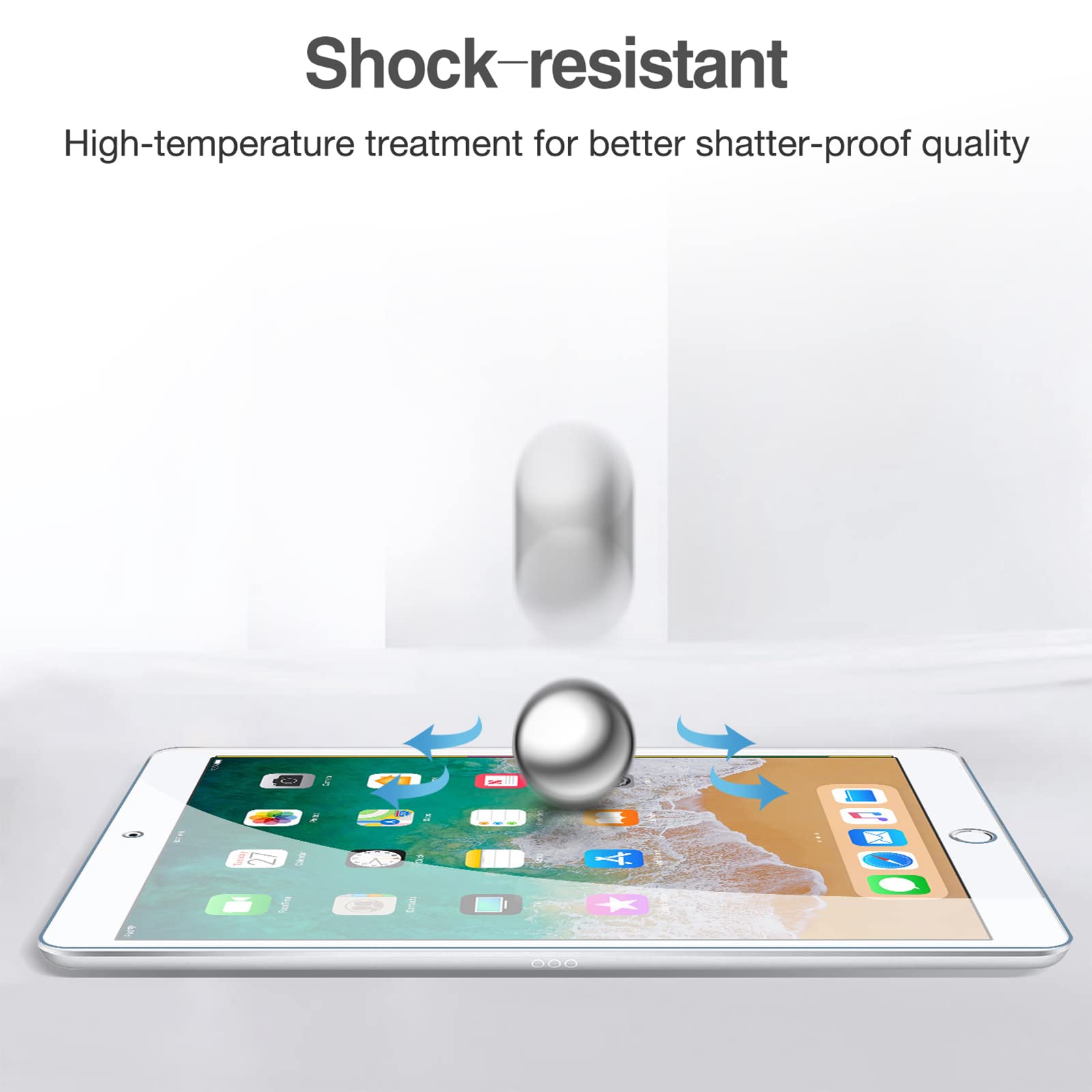 ProCase 2 Pack Screen Protector for 9.7" iPad 6th 5th / iPad Pro 9.7 2016 / iPad Air 2 / iPad Air 1, Tempered Glass Film Guard for iPad 6 5 2018 2017, iPad Air 2nd 1st 2014 2013