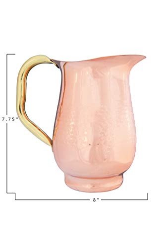 Creative Co-Op 42 oz. Hammered Stainless Steel Pitcher, Copper