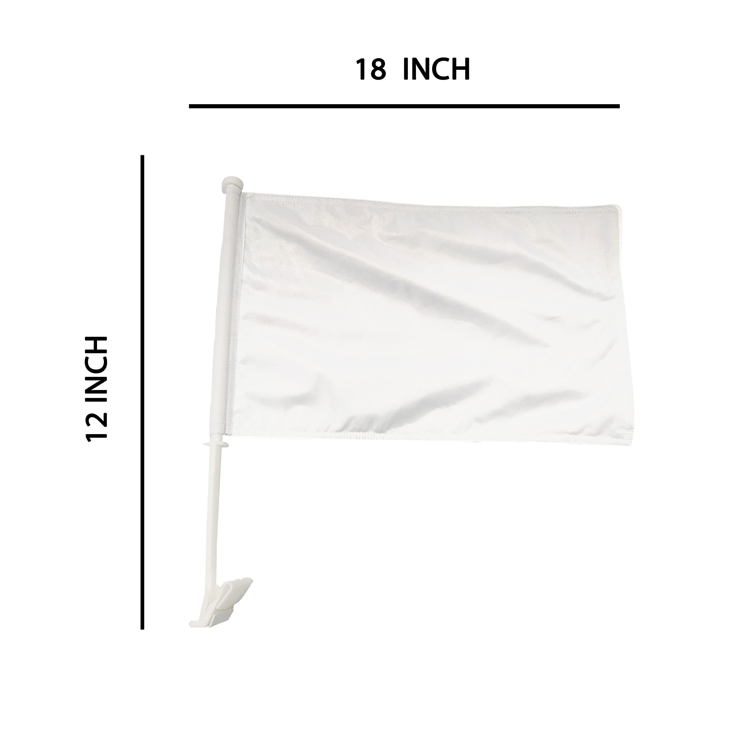 BANNER BUZZ MAKE IT VISIBLE Solid White Car Window Clip Flag Fade Resistant Vehicle for Patriotic, Sports Events, Parades - Premium - Double Side Printing (Pack of 100)