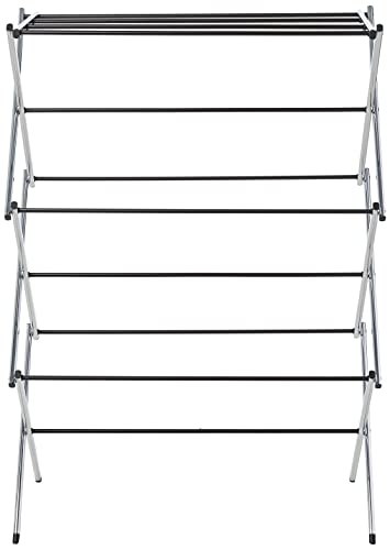Amazon Basics Foldable Laundry Rack for Air Drying Clothing - 41.8" x 29.5" x 14.5", Chrome