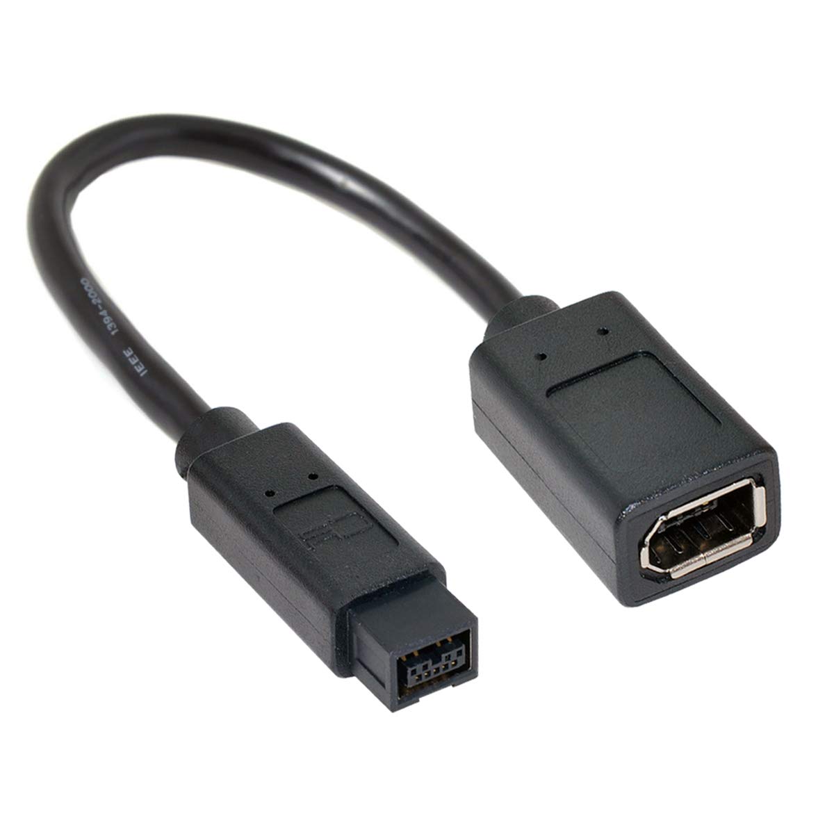cablecc IEEE 1394 6Pin Female to 1394b 9Pin Male Firewire 400 to 800 Cable 20cm