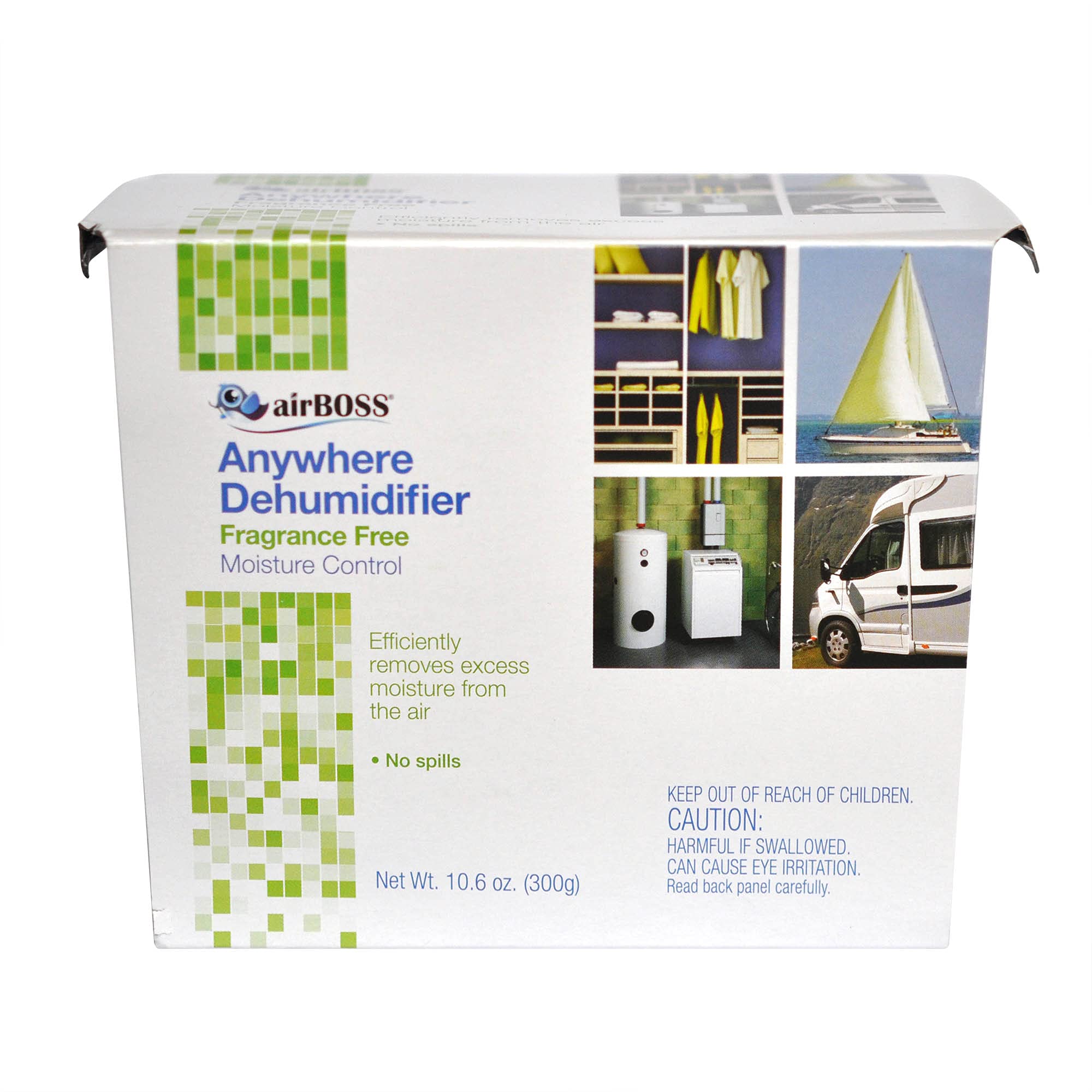 airBOSS Anywhere Dehumidifier, Fights Mildew and Odors, Fragrance Free, No Spills, 10.6 oz, Pack of 6