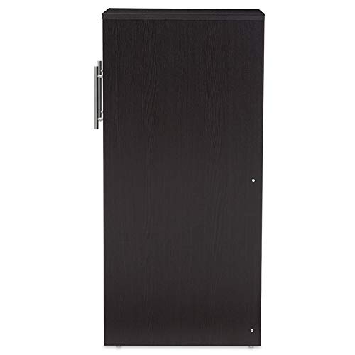 Baxton Studio Lindo Wood Bookcase with Two Pulled Out Doors Shelving Cabinet, Dark Brown