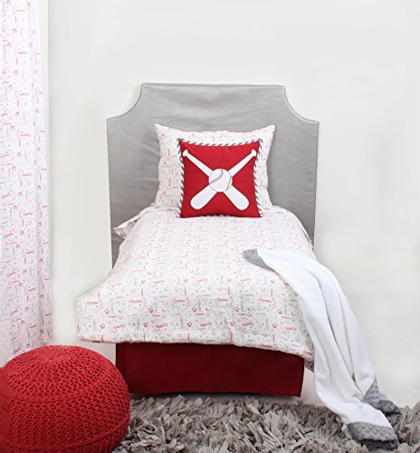 Bacati - Muslin Sports Toddler Bedding (Dec Pillow, Baseball Red/Grey)
