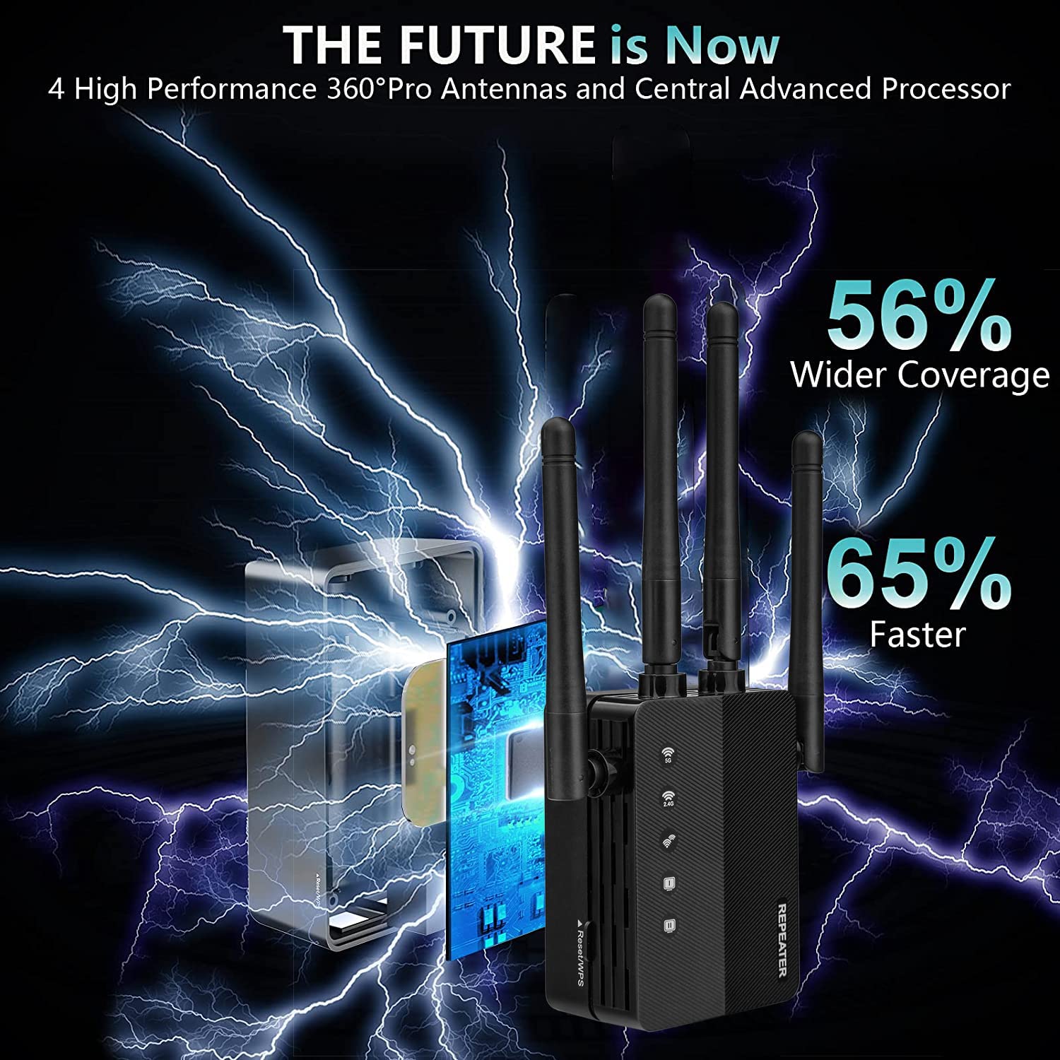 2022 WiFi Extender Signal Long Range Coverage to 8500sq.ft and 45+ Devices, Internet Booster for Home, Wireless Internet Repeater and Signal Amplifier, 5 Modes, Easy Setup