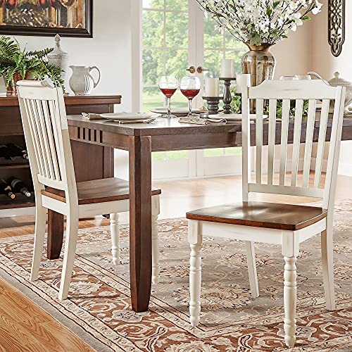 Inspire Q Mackenzie Country Style Two-Tone Dining Chairs (Set of 2) by Classic Slat Back Antique White