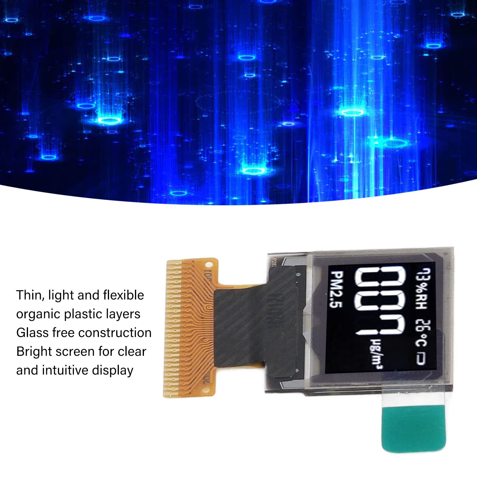 28PIN LCD Display Screen, 64x48 28PIN Organic Light Emitting Diode Display Bright 4Pcs 0.66in Glass Free Construction for Maintenance