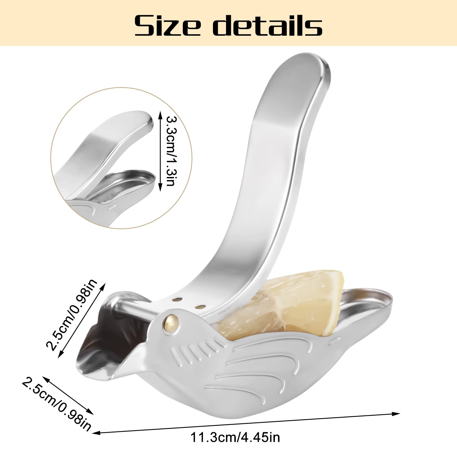 2 Pcs Bird Lemon Squeezer, Stainless Steel Lemon Wedge Squeezer Manual Lemon Juicer Hand Press Lime Slice Squeezer Portable Fruit Juicer for Citrus Orange Lime Pomegranate Kitchen Bar Gadget