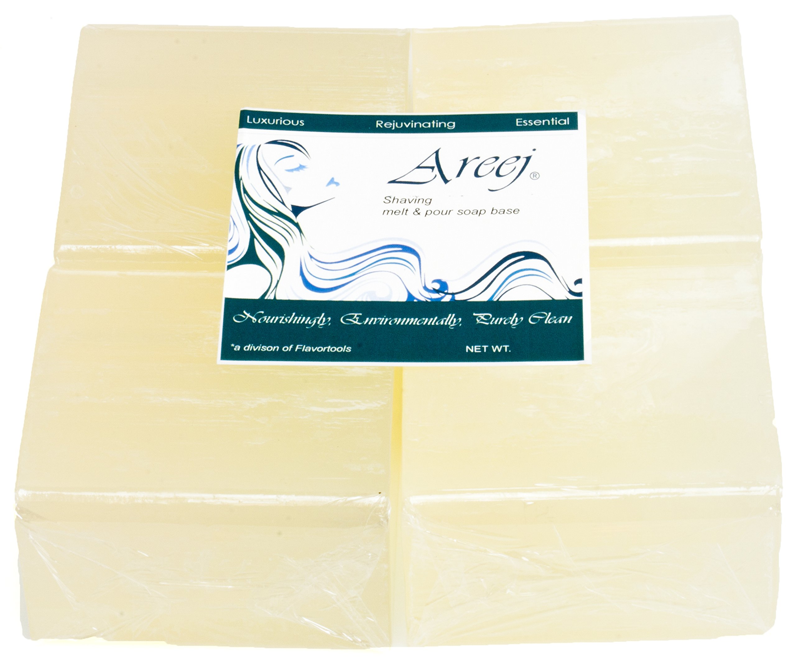 Areej Hypo-Allergenic Biodegradable Shaving Soap Base made with 100% Pure Natural Glycerin - 2 Pounds