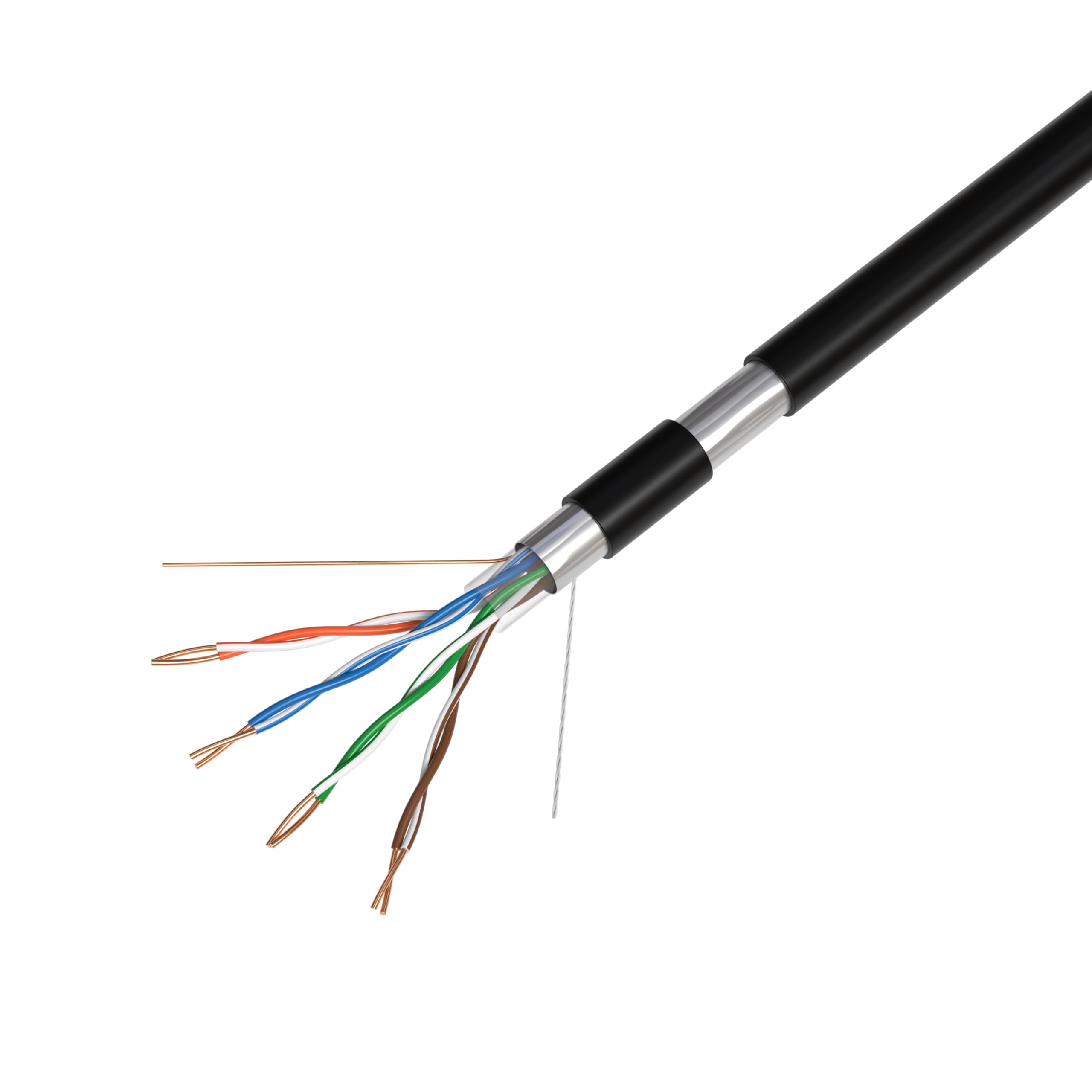 Cables Direct Online 1000FT Direct Burial CAT5e FTP Shielded Outdoor 24 AWG UV Resistant Cable Copper Clad Aluminum Wire Solid Weatherproof