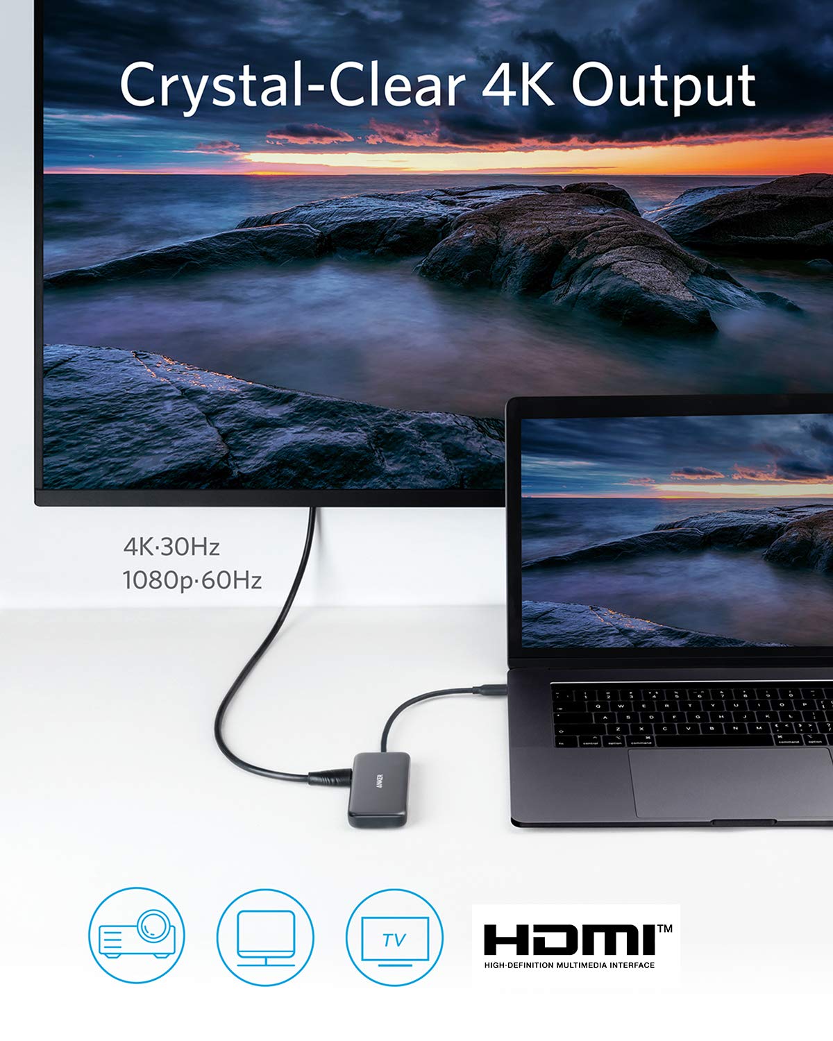 Anker USB C Hub, 5-in-1 USB C Adapter, with 4K USB C to HDMI, SD and microSD Card Reader, 2 USB 3.0 Ports, for MacBook Pro 2019/2018/2017, iPad Pro 2019/2018, Pixelbook, XPS, and More