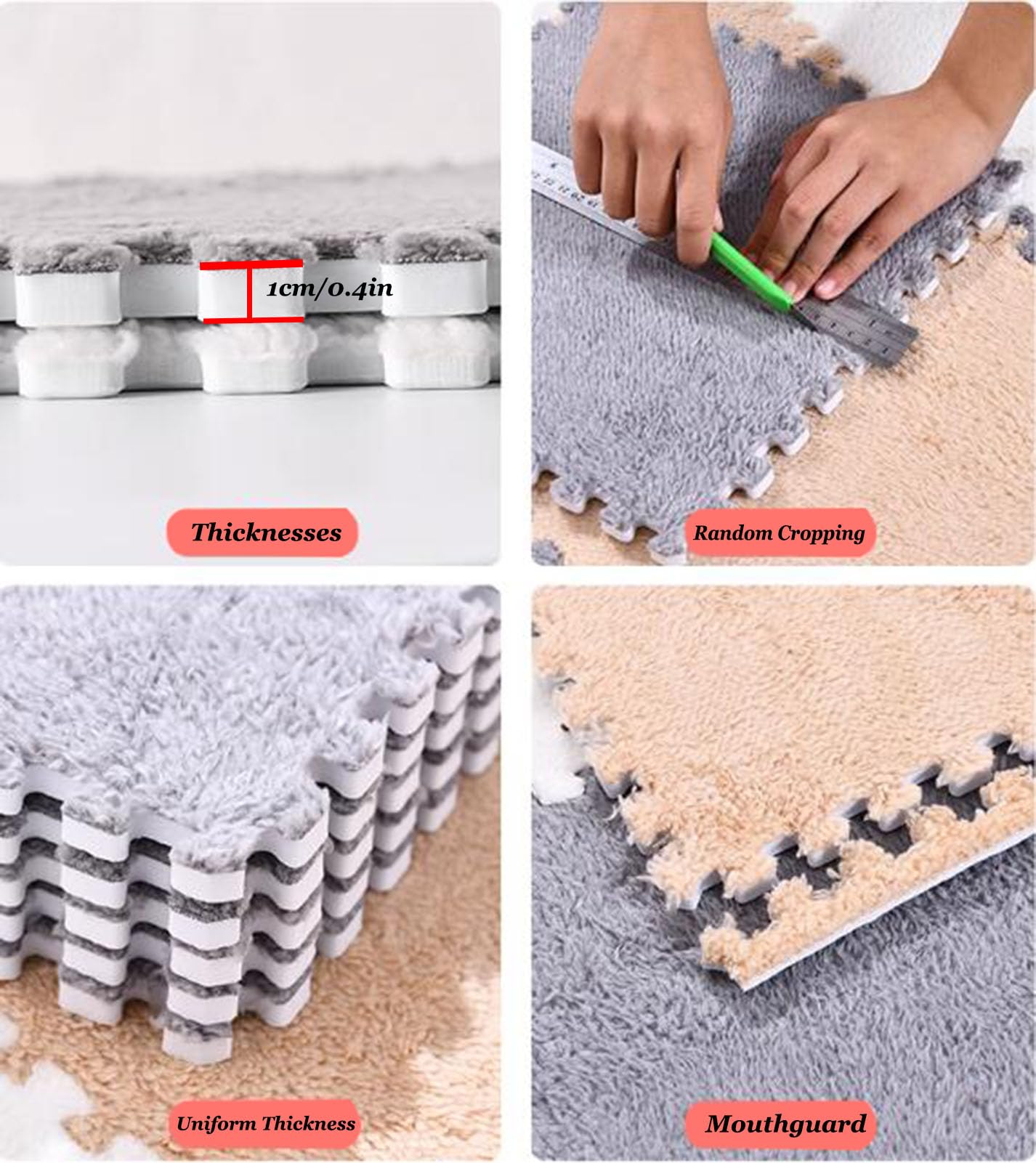 20pcs/19.38sqft Interlocking Carpet Tiles Plush Foam Mats 12"X12" X0.4" Square Foam Floor Mat Tiles DIY Cuttable Washable Soft Climbing Carpet Mats are(Size:30x30x1cm,Color:Black)