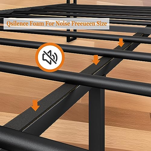 AnwickNomo Queen Size Bed Frame with Built-in LED Lights & USB Ports, Elegant Noise-Free Design, Platform Bed with Storage Headboard, Mattress Base, No Box Spring Required (Queen)