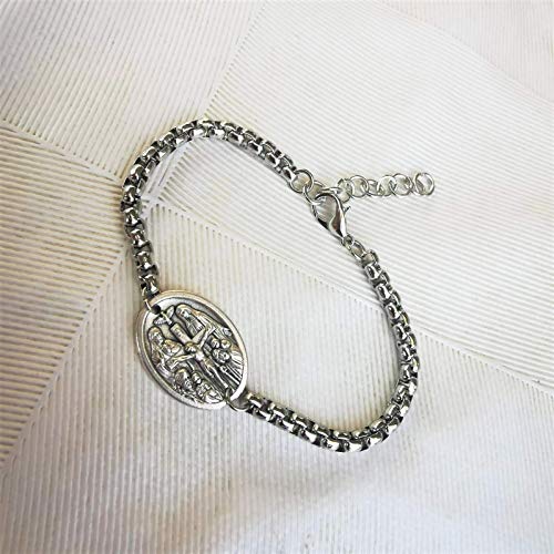 Adjustable Catholic Scapular Medal Bracelet - Stainless Steel Chain - MedjugorjeStoneGifts