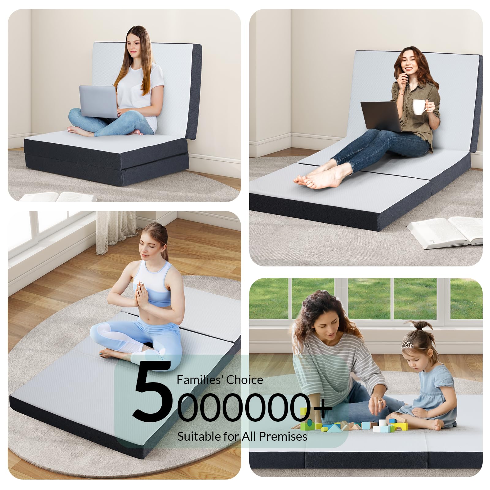 Airdown Tri-Fold Memory Foam Mattress, 3 inch Twin Folding Mattress with Washable Cover, Foldable Mattress Portable for RV Camping, Guest Mat, Easy Storage, 75"×38"×3"