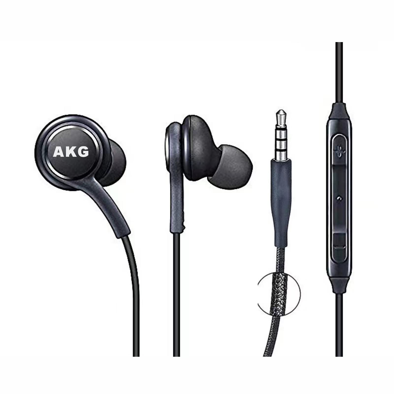 2023New Earbuds Stereo Headphones for Samsung Galaxy S8 S10 S10e Plus A31 A71 Cable - Designed by AKG - with Microphone and Volume Buttons (Black)