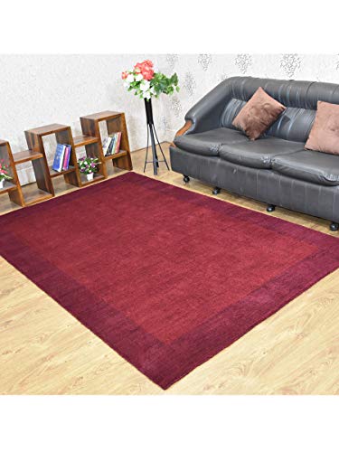 Rugsotic Carpets Hand Knotted Gabbeh Silk and Wool 6'x9' Area Rug Contemporary Red LSM201