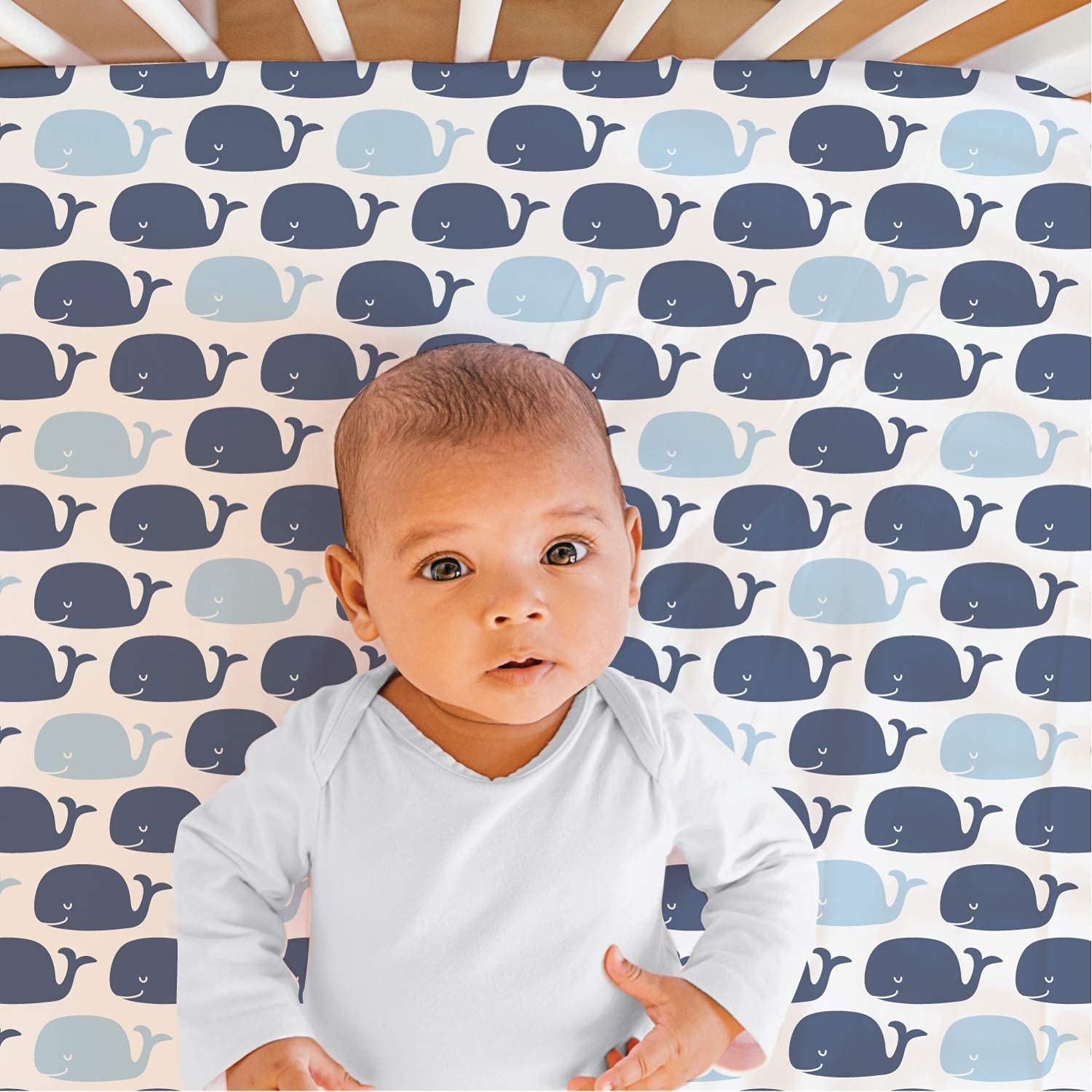 The Peanutshell 7 Piece Baby Nursery Set for Boys or Girls - Newborn, Infant & Toddler Nursery Bedding Set Decor with Crib Bedding Comforter, 5 Crib Sheets, and Skirt - Nautical