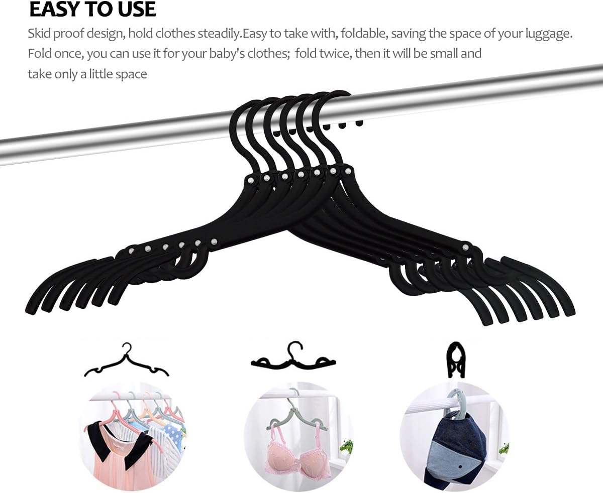 36 Pcs Travel Hangers - Cruise Ship Essentials Portable Folding Clothes Hangers Travel Accessories Foldable Clothes Drying Rack for Travel (Black)