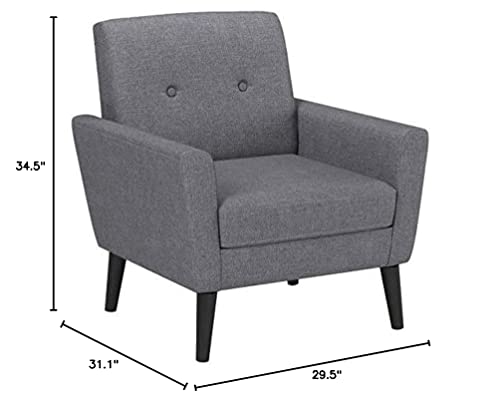 Christopher Knight Home Sienna Mid-Century Modern Fabric Club Chair, Dark Grey