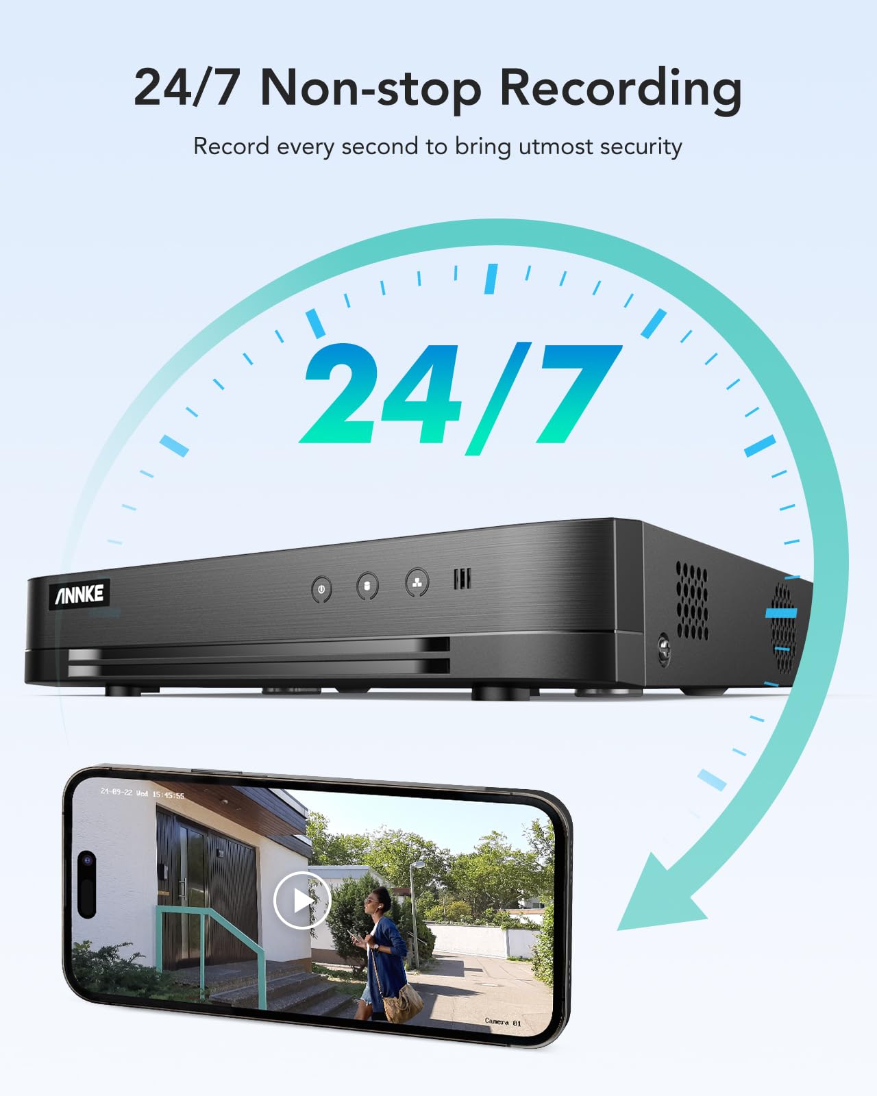 ANNKE 16 Channel Security Camera System HD-TVI 1080P Lite Video DVR and (12) 2.0MP Indoor/Outdoor Weatherproof Cameras, AI Human/Vehicle Detection, Night Vision,Remote Access, 2 TB Hard Drive
