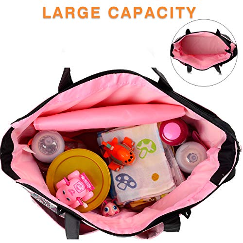 Diaper Tote Bag Diaper Bag - Nappy Bag Baby Diaper Totes for Mom Grils Unisex Maternity Nappy Bag Organizer Large Capacity Canva Tote Bag Beach Bag (Light Pink)