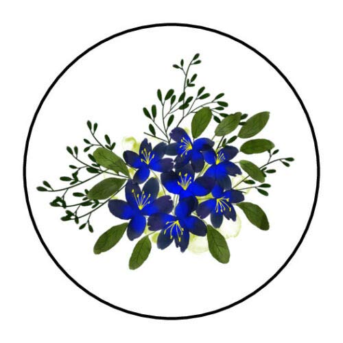 30 pcs Blue Flowers Stickers Envelope Seals Labels Round Tags, Stamps Sticker for Gift Cards, Envelopes, Boxes for Holiday, Birthday, Christmas