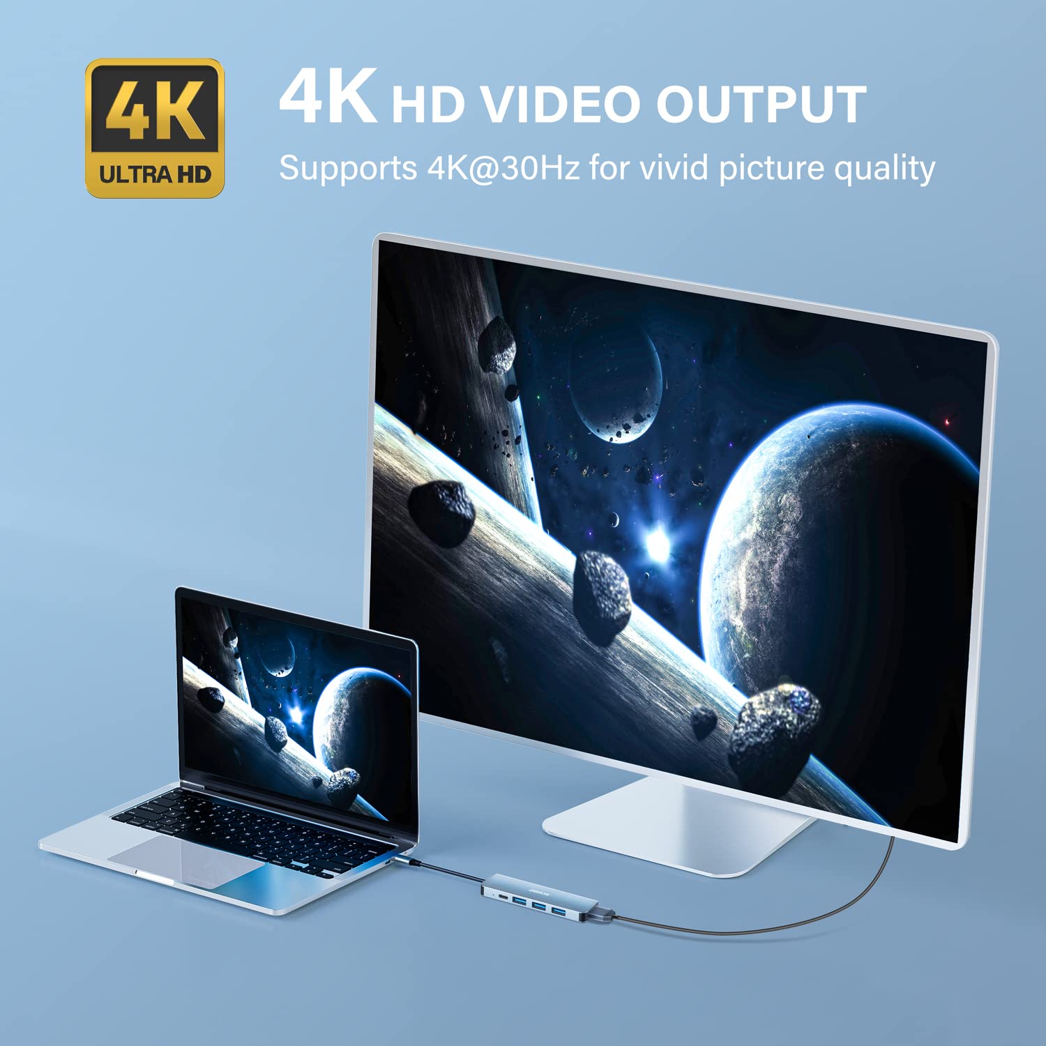 2BSON USB C Hub Adapter 5 in 1 with PD 100W, 4K HDMI, 1 USB-A 3.0, 2 USB-C 2.0, Docking Station Compatible with MacBook, Dell, Surface.