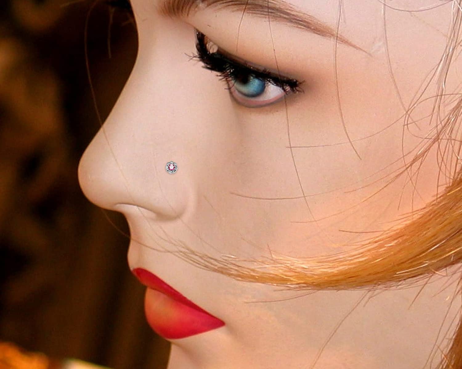 20 Pieces Box Set of Mix Colored Jeweled Twisted Flower Top 22 Gauge 925 Sterling Silver L Shape Nose Stud