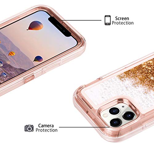 Coolden Case for iPhone 11 Pro MAX Cases Protective Glitter Case for Women Girls Cute Bling Sparkle Heavy Duty Hard Shell Shockproof TPU Case for 2019 Release 6.5 Inches iPhone 11 Pro MAX, Rose Gold