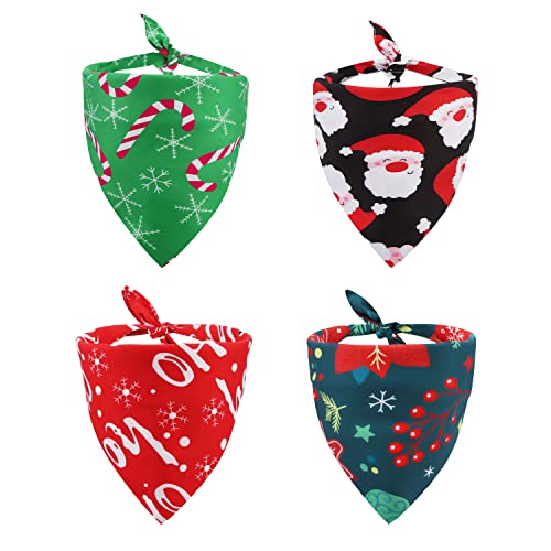 AIEX Dog Christmas Bandana, 4 Pack Dog Triangle Scarf Bib Christmas Pet Scarf Holiday Pet Costume Accessories Christmas Dog Clothes for Small Medium Large Dogs