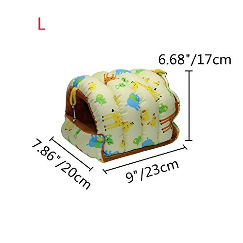 Bird Nest House Winter Warm Hammock Happy Hut Cave Bed for Parrot Budgie Parakeet Cockatiel Conure Hamster Mouse Chinchilla (L, Yellow)