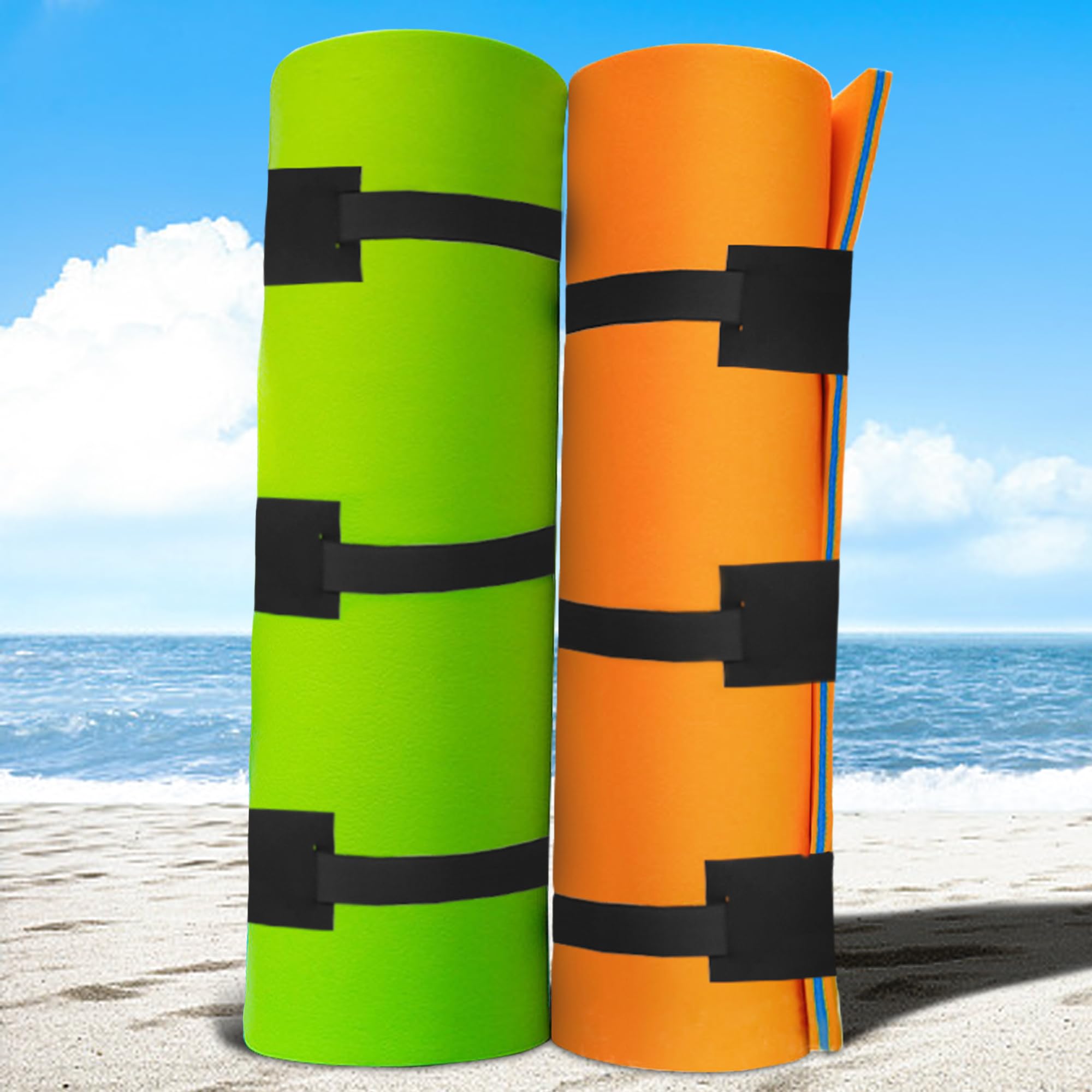 3 Set Floating Water Mat Straps with Pad Protectors, Floating Water Pad Straps Reusable Securing Straps for Storing Mats Up to 18 Feet Long or Shorter, Floating Mat Accessories, Storage Straps