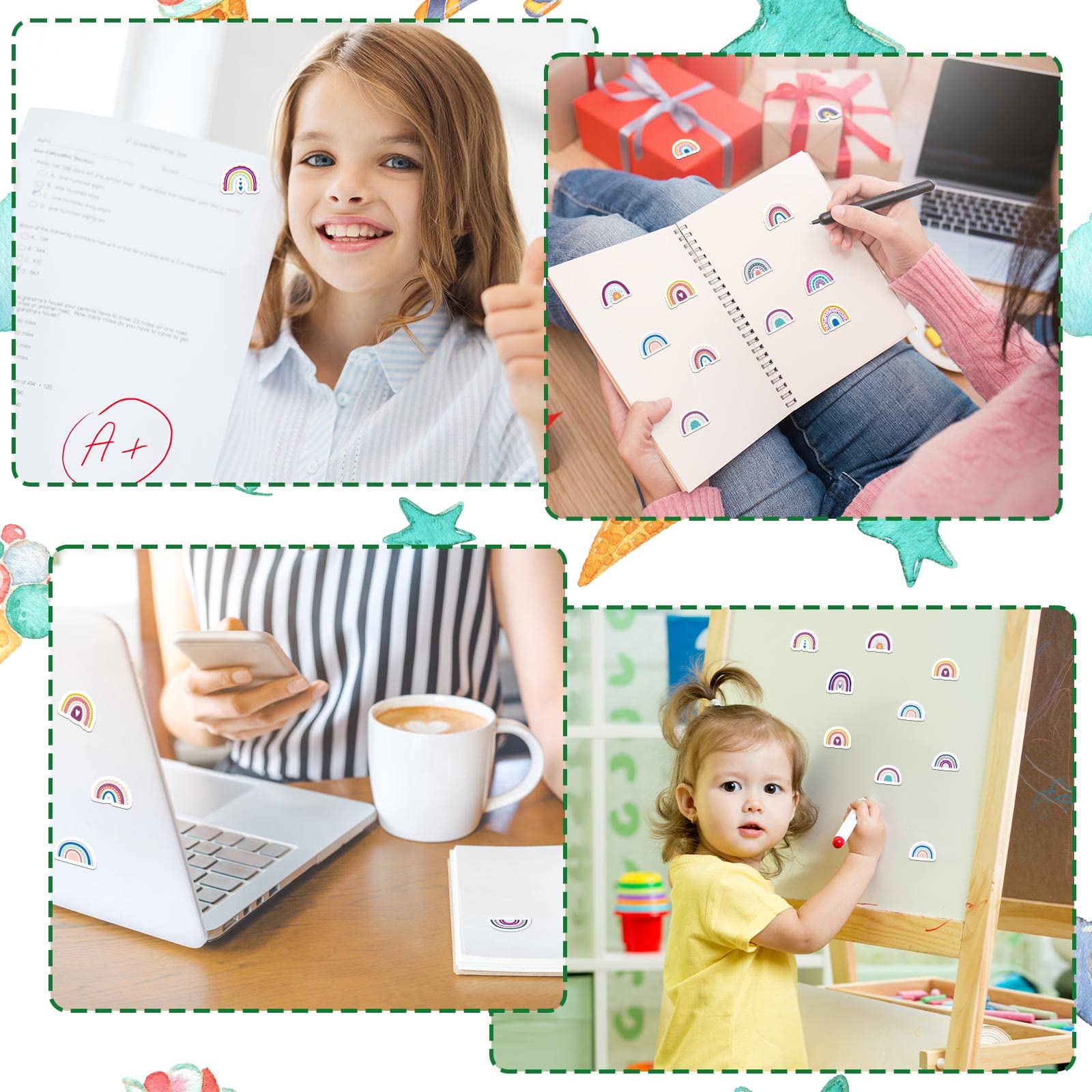AOLDHYY Boho Rainbow Stickers Teac