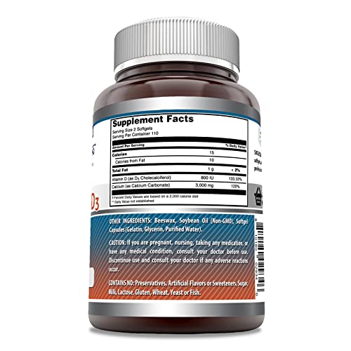 Amazing Formulas Calcium with Vitamin D3 220 Softgels Supplement | Non-GMO | Gluten Free