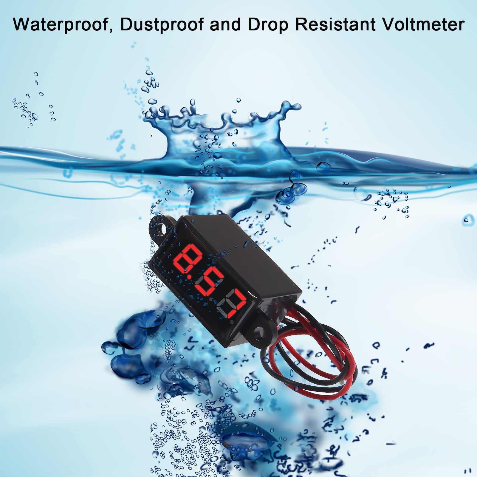 4pcs Mini Digital DC Voltmeter 0.28 Inch Two-Wire DC 3.0V-30V Digital Voltmeter Waterproof Dustproof and Drop Resistant Voltmeter Display Voltage Tester Meter (Red)