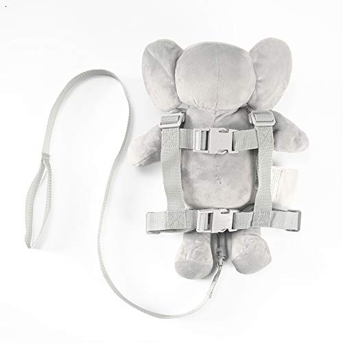 Berhapy 2 in 1 Gray Elephant Toddler Safety Harness Backpack Children's Walking Leash Strap Baby Leash for 1-3 Years Old Kid Leash for Boys and Girls