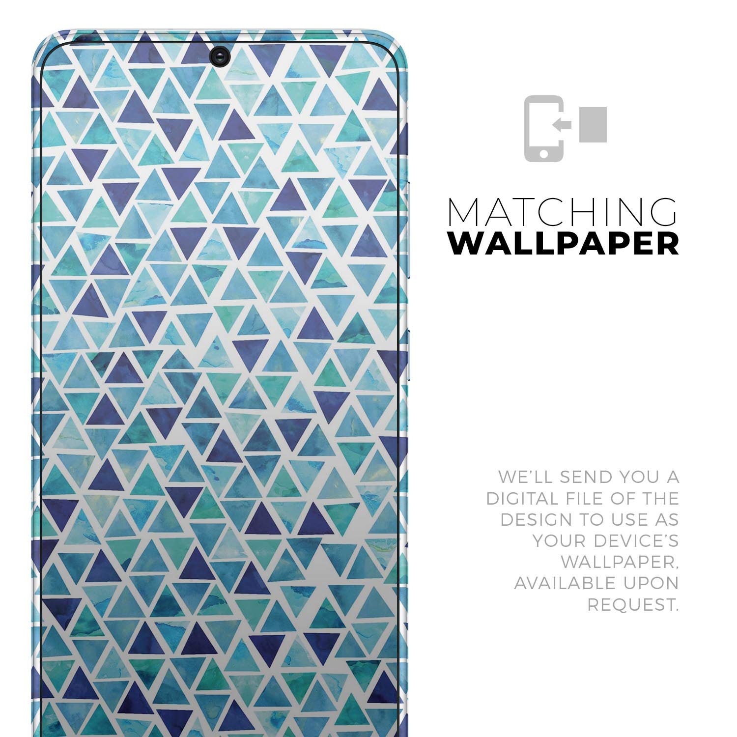 DesignSkinz Blue Watercolor Triangle Pattern Protective Vinyl Decal Wrap Skin Cover Compatible with The Samsung Galaxy S20 (Screen Trim & Back Glass Skin)