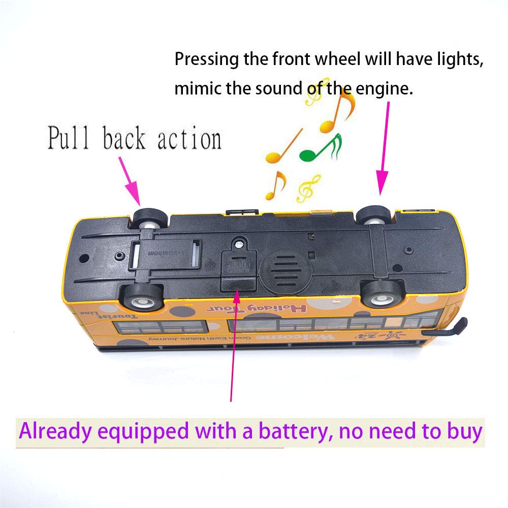 Ailejia City Bus Sightseeing Double Decker Bus Model Open Top Pull Back Vehicles Toy Die Cast Pull Back Vehicles Mini Model Car Lights and Music (Green)