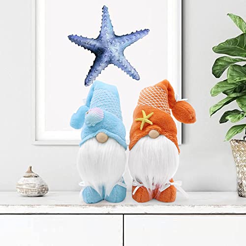 CiyvoLyeen Beach Gnomes Decorations Sea Star Shell Gnomes Handmade Decor Shelf Sitters Swedish Gnomes Nisse Scandinavian Summer Gnomes Plush Elf Dwarf Home Household Ornaments Set of 2