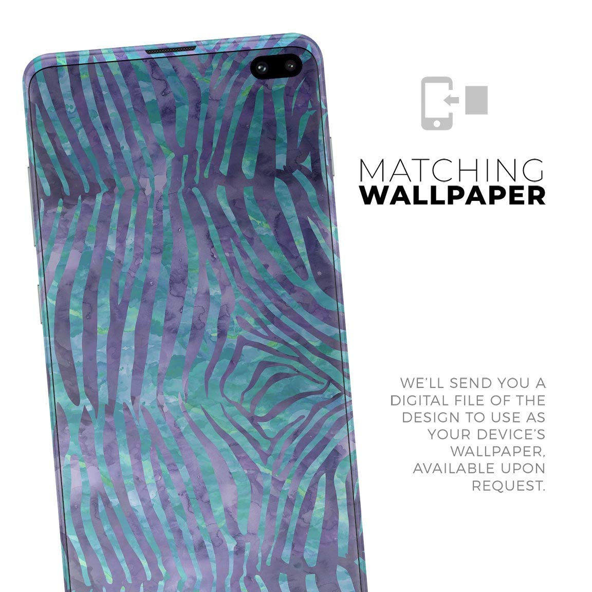 DesignSkinz Blue and Purple Watercolor Zebra Pattern Protective Vinyl Decal Wrap Skin Cover Compatible with The Samsung Galaxy S20 (Screen Trim & Back Glass Skin)