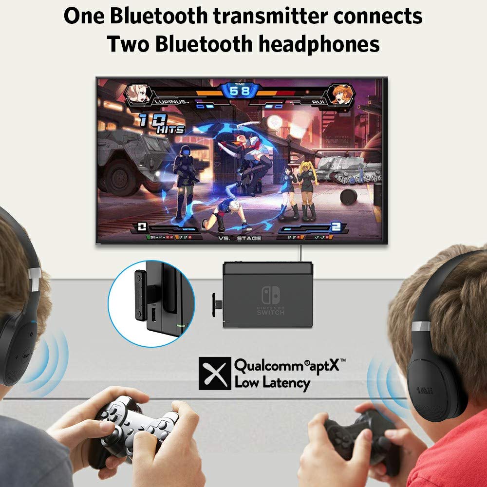 1Mii Bluetooth Adapter for Nintendo Switch/PC/PS5/Laptop, Wireless Audio Bluetooth 5.0 Transmitter aptX Low Latency for Bluetooth Headphones Earbuds Speakers Only
