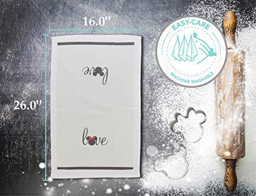 Disney 100% Cotton Kitchen Towels, 2pk, 16 x 28 inches - Mickey and Minnie Love