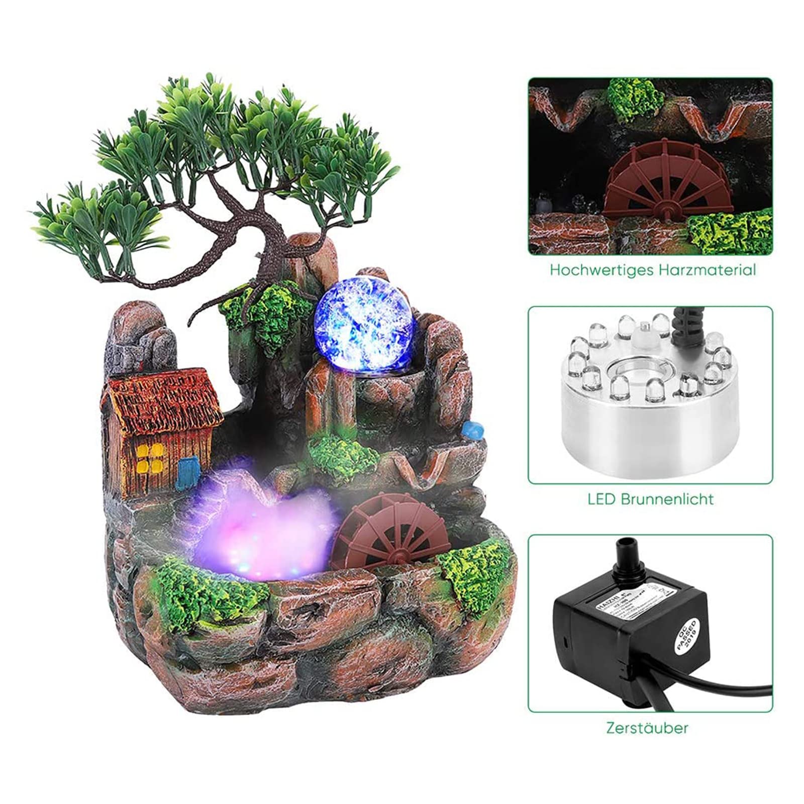 AMAVIP Rockery Stream Tabletop Fountain, Zen Meditation Indoor Waterfall Feature with Automatic Pump, for Home Office Bedroom Desk Decoration (Style 3)