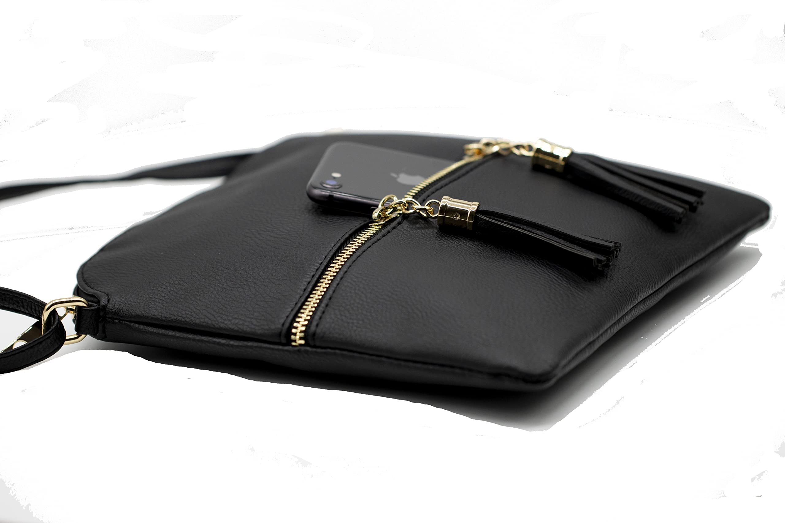 Amaze Medium Crossbody Bag for Women | Shoulder Handbags for Women with Multiple Compartments | PU Leather (Black)