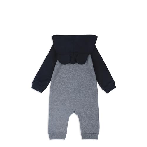 Disney Baby Boy Mickey Mouse Coverall Romper Creeper with Hood and 3D Mouse Ears