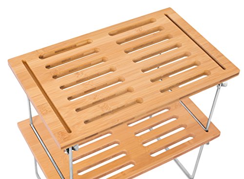 BIRDROCK HOME 2 Pack Kitchen Stacking Utility Shelf - Bamboo - 2 Shelves - Cabinet Closet Organizer and Storage - Small