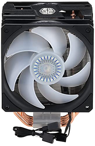 Cooler Master Hyper 212 LED Turbo ARGB CPU Air Cooler - Jet Black Aluminium Finish, 4 Continuous Direct Contact Heat Pipes with Fins, Dual SickleFlow 120 ARGB Fans, ARGB LED Controller - ARGB