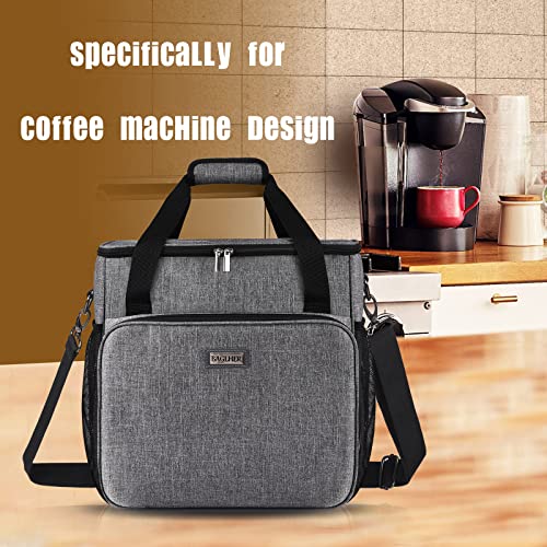 BAGLHER Coffee Maker Storage Bag,Waterproof Travel Carrying Organizer Case,Suitable for Kering Coffee Machines and Other Accessories,Dustproof Tote Bag with Shoulder Strap Grey