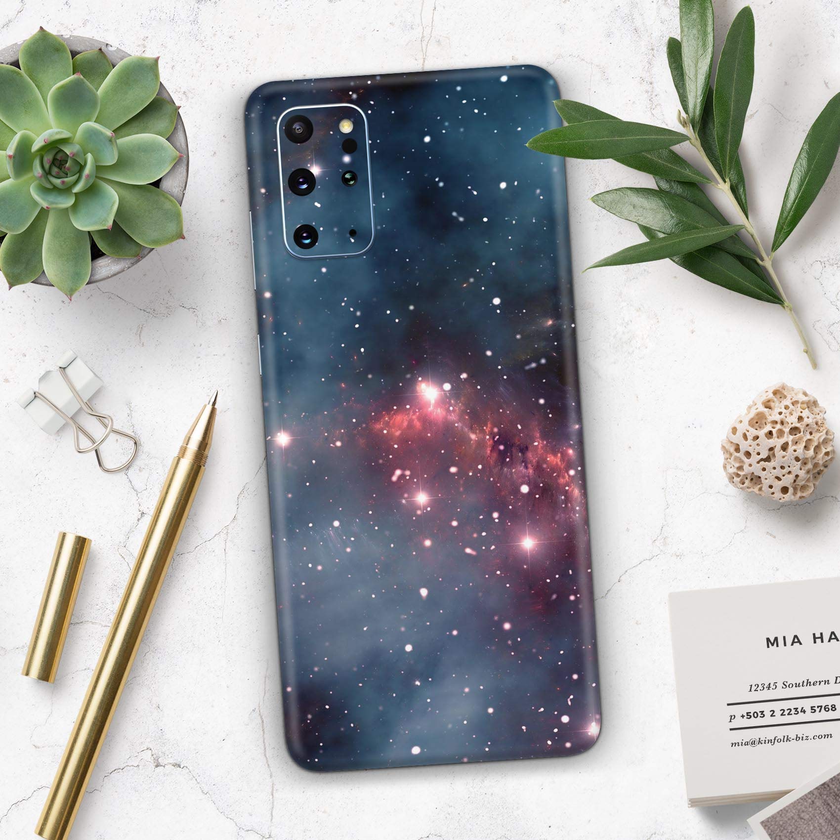 DesignSkinz Bright Pink Nebula Space Protective Vinyl Decal Wrap Skin Cover Compatible with The Samsung Galaxy S20 (Screen Trim & Back Glass Skin)